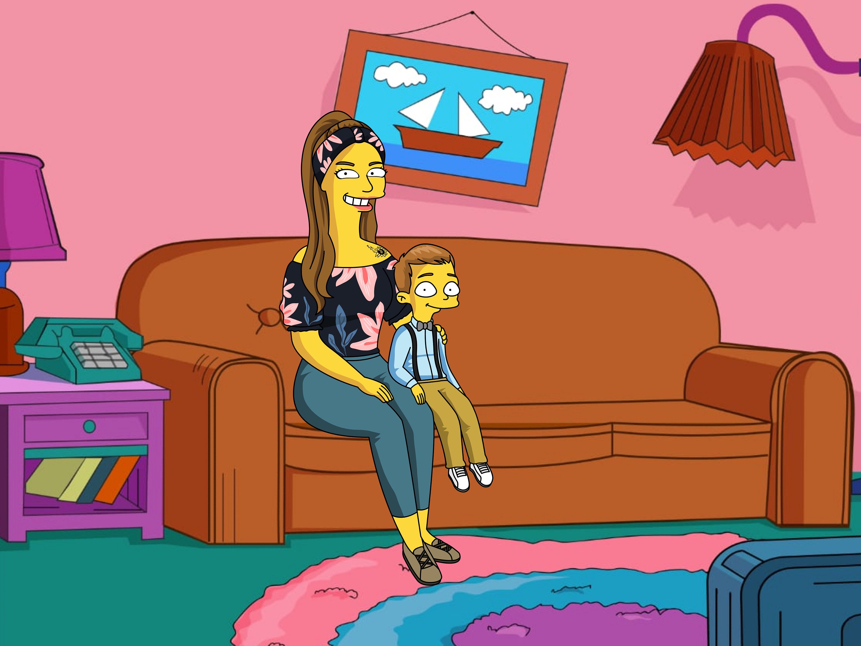 Custom Simpsons Portrait, Yellow Homer Simpsonized Couple Portraits ...