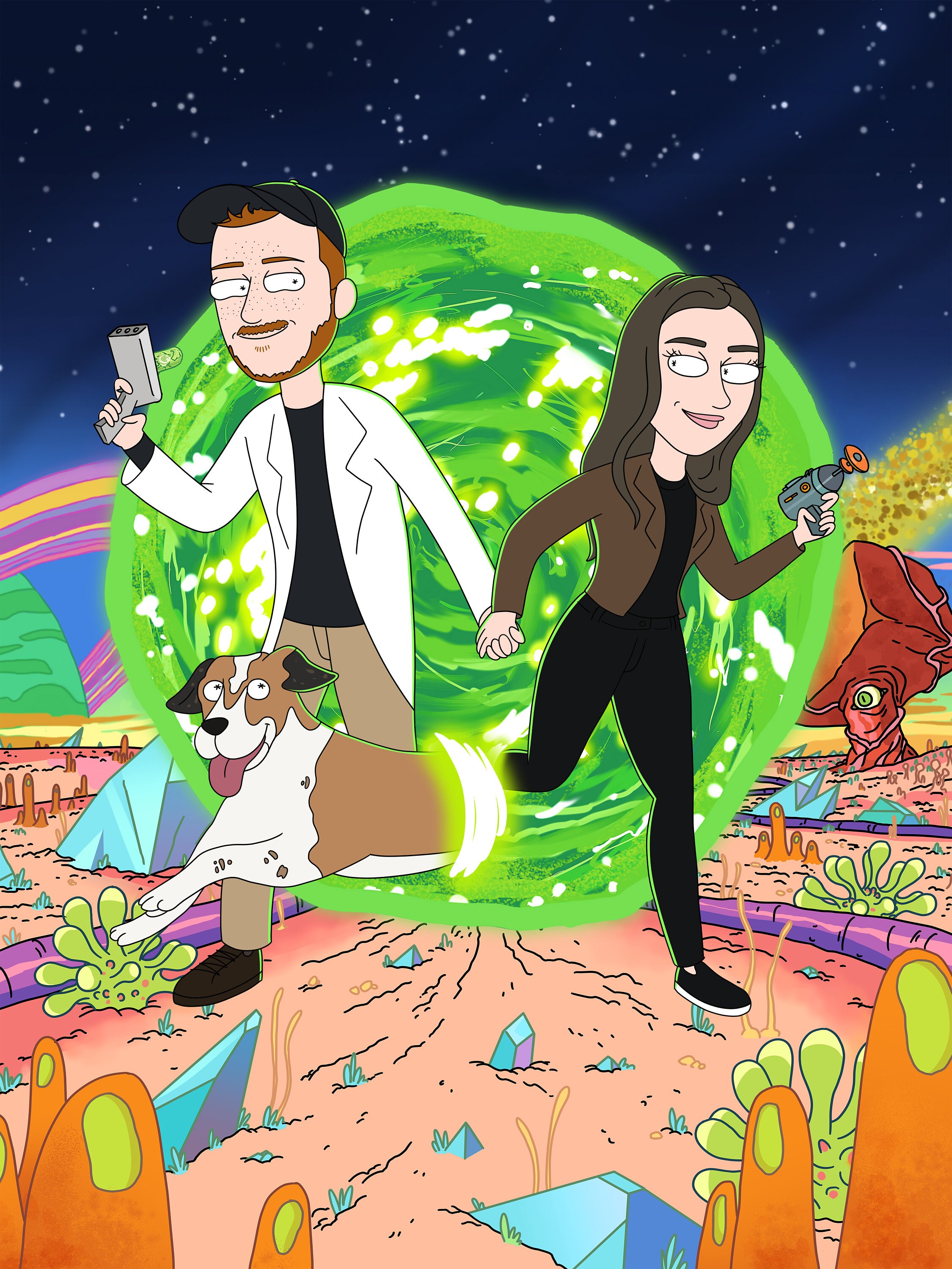 Custom Rick and Morty Spaceship Portrait, R N M Couple Portraits ...