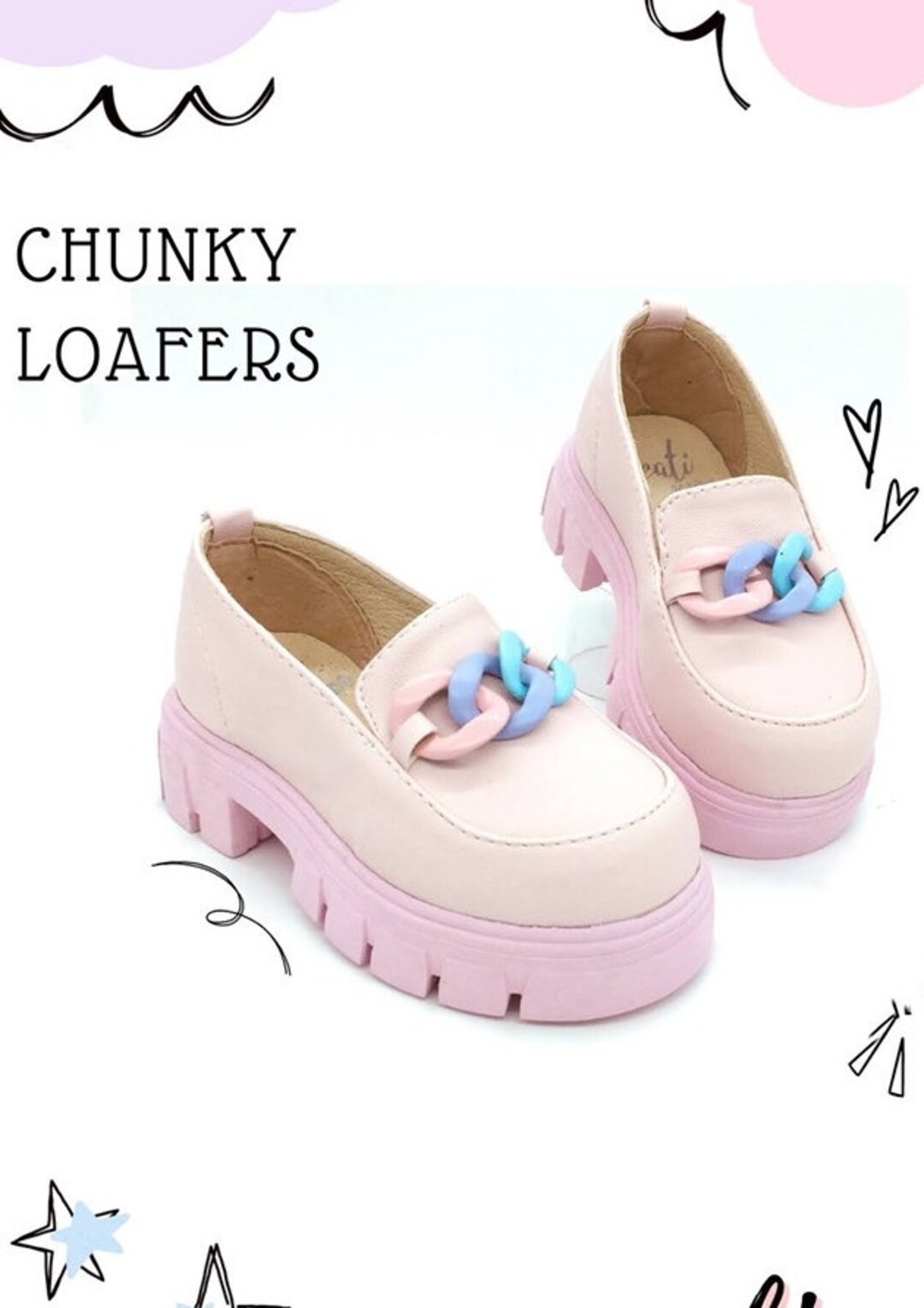 Chunky Loafers for Girls Pink Cool Shoes - Etsy