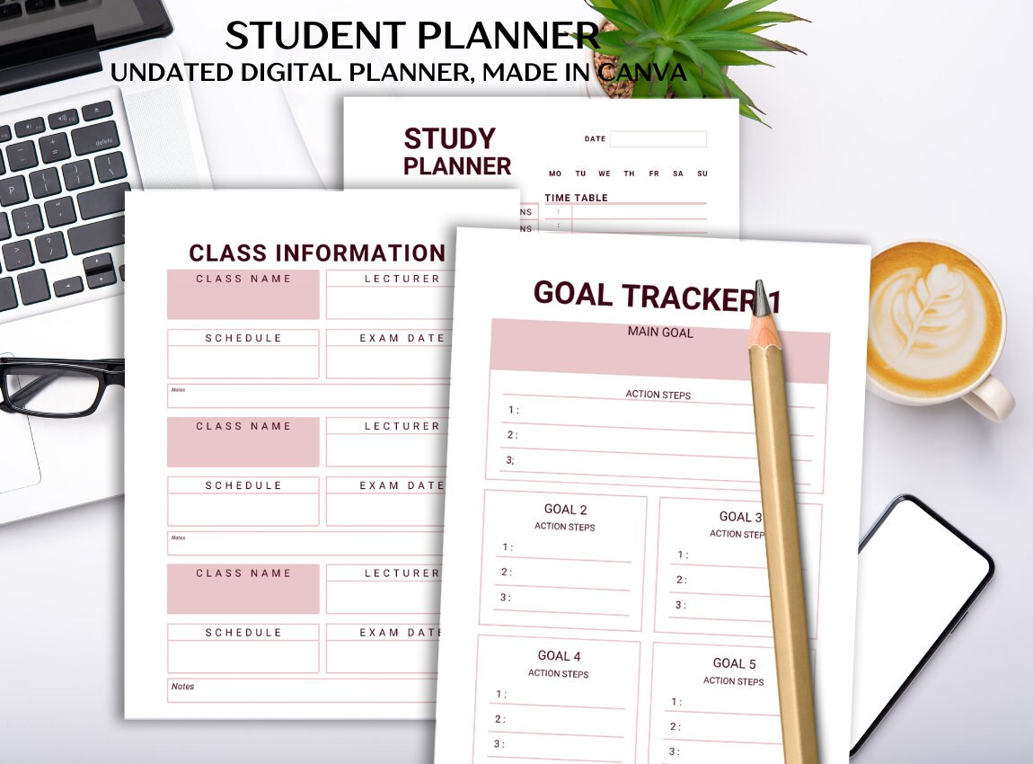 Student Planner Study Planner Printable Academic Planner College School ...