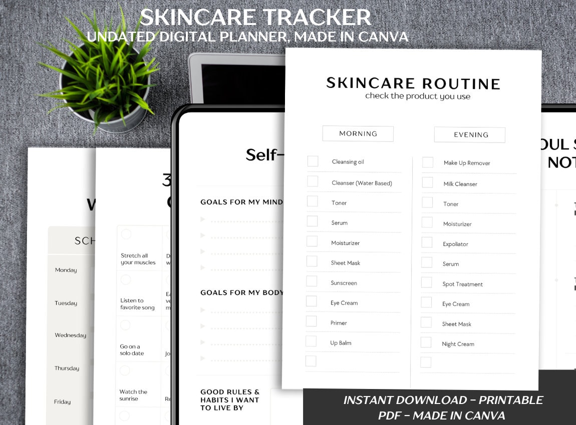 Skincare Planner Printable Selfcare Routine Planner Skincare - Etsy