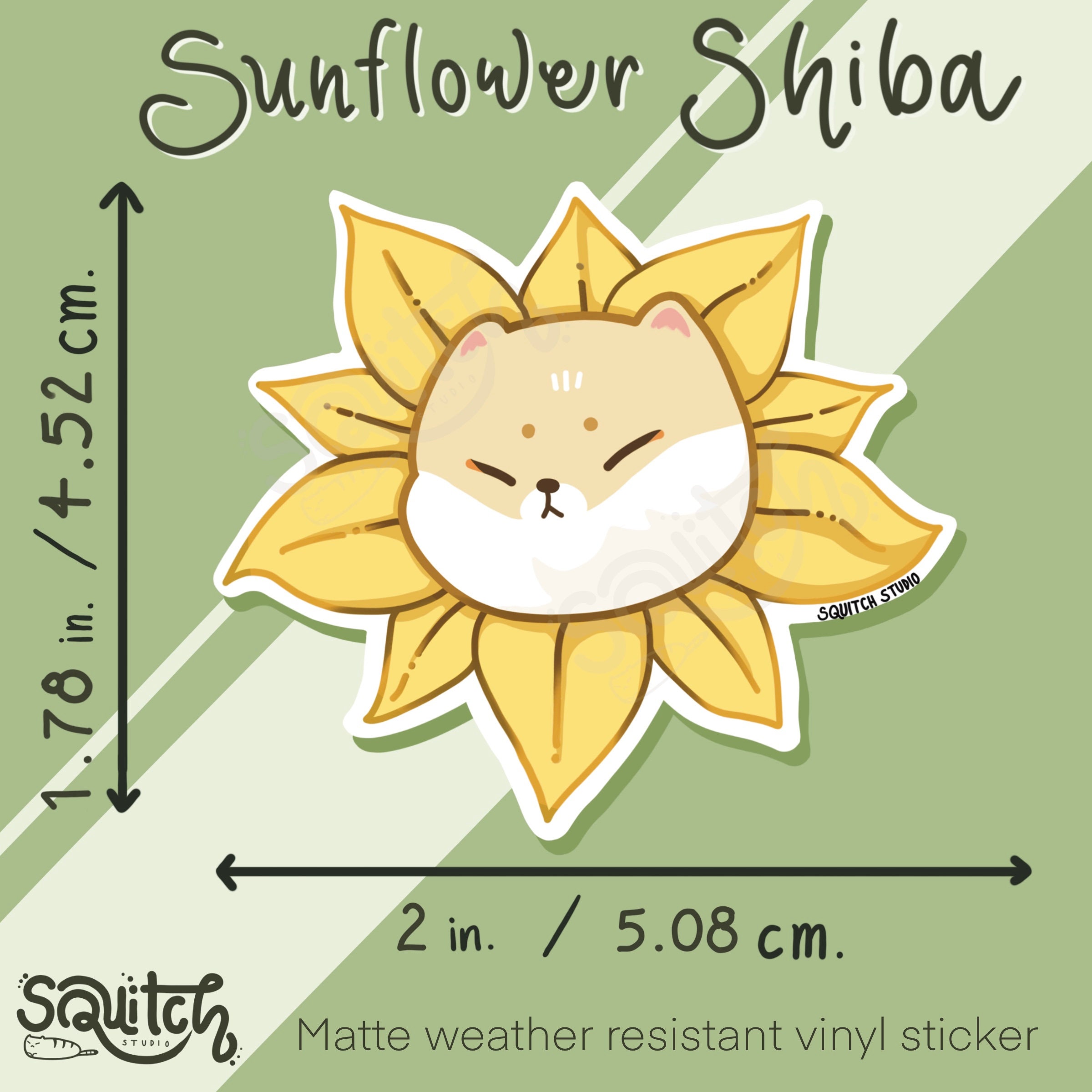 Sunflower Shiba Matte Vinyl Weather Resistant Cute Doggo Sticker Floral Flower Sticker ...