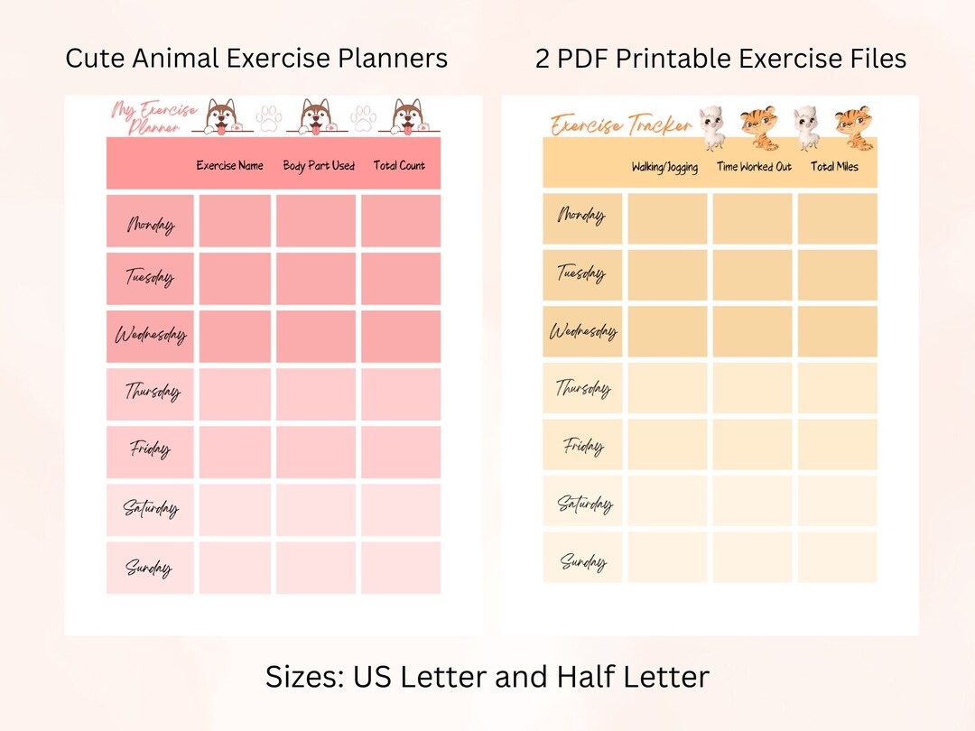 Exercise Tracker, Walking Planner Printable, Time Management Planner ...