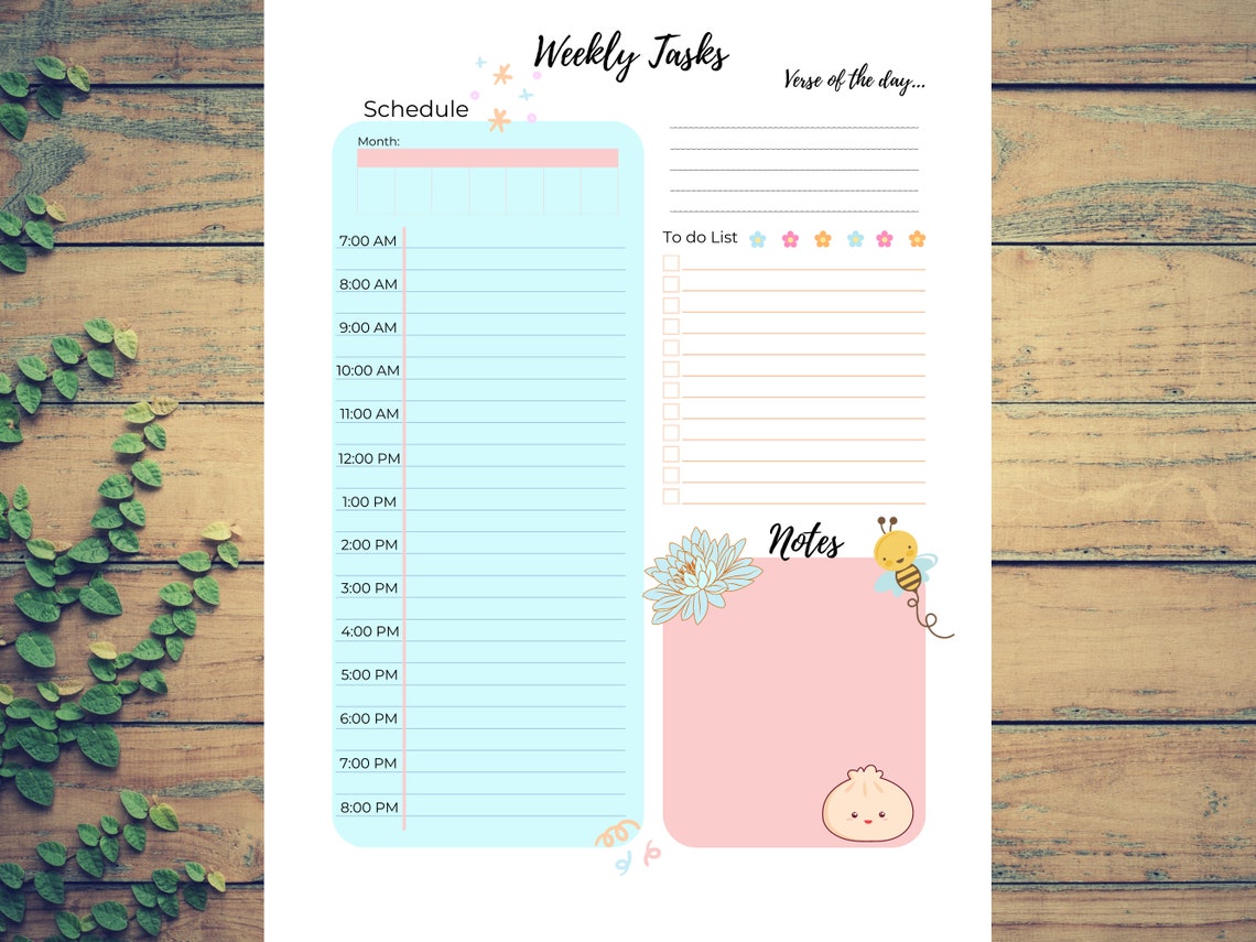 Weekly Printable Planner, Schedule Planner Printable, Time Management ...