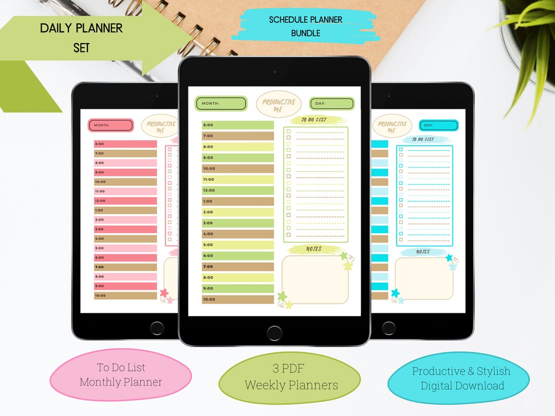 Schedule Planner, Daily Schedule, Productivity Planner, Hourly Schedule ...