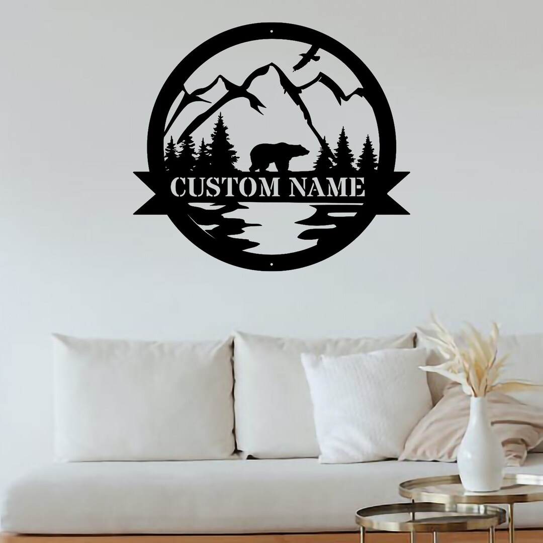 Personalized Bear Metal Sign Bear in the Woods Sign Black - Etsy