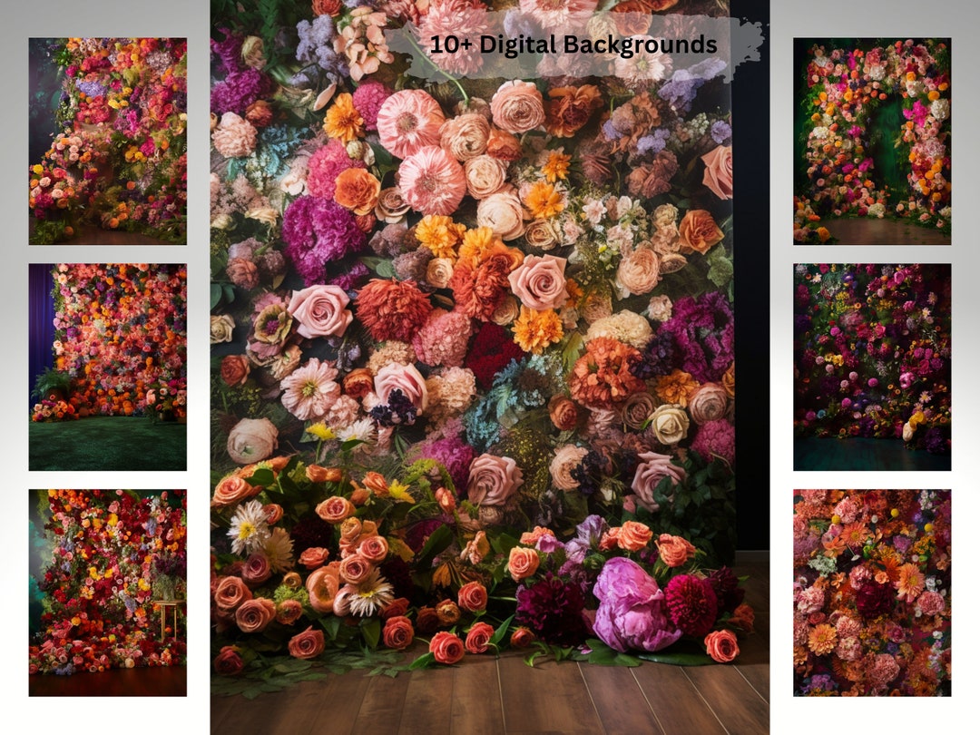 Summer Flowers Digital Background, Qty 10+ Bundle Summer Floral ...
