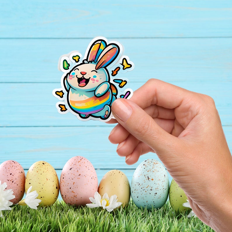 Easter Bunny Cartoon Sticker - Digital PNG File for Instant Download ...