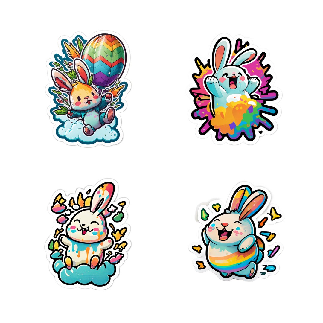 Easter Bunny Cartoon Sticker - Digital PNG File for Instant Download ...