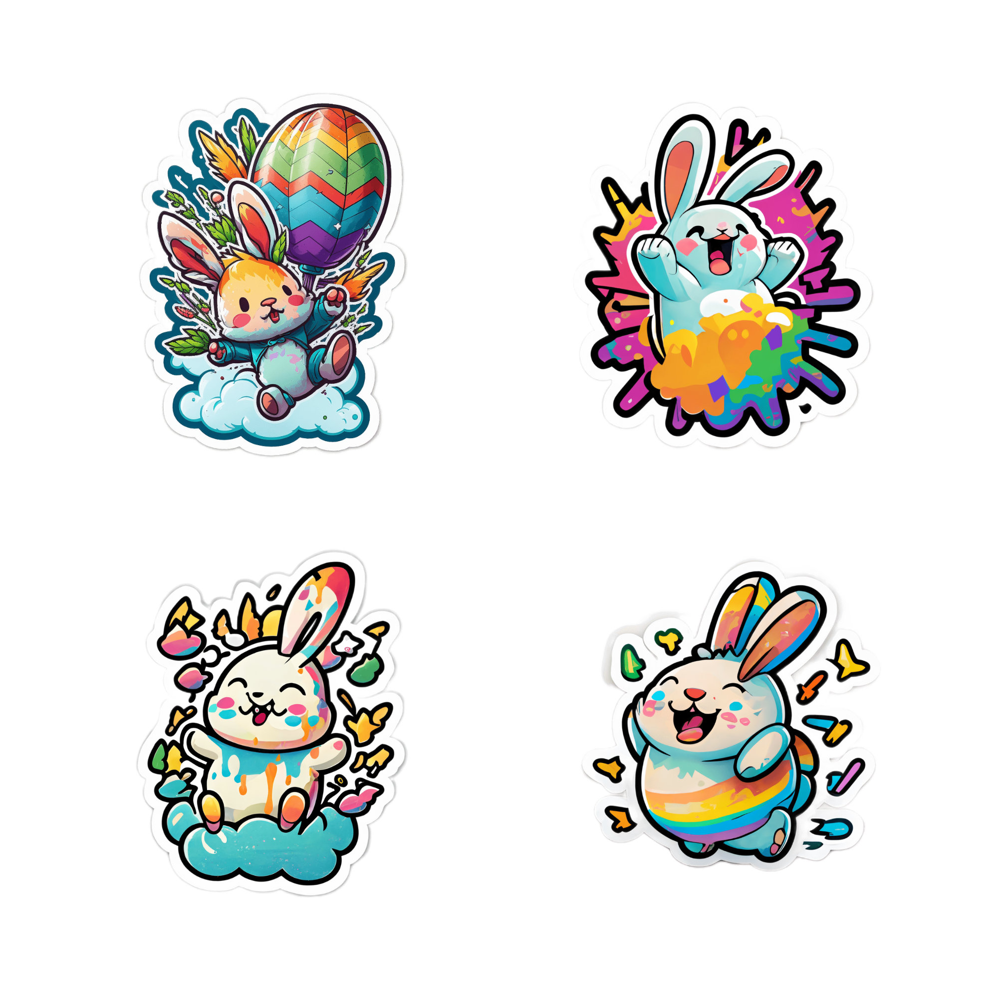 Easter Bunny Cartoon Sticker - Digital PNG File for Instant Download ...