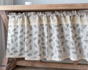 Leaf Print Cafe Curtains - Etsy