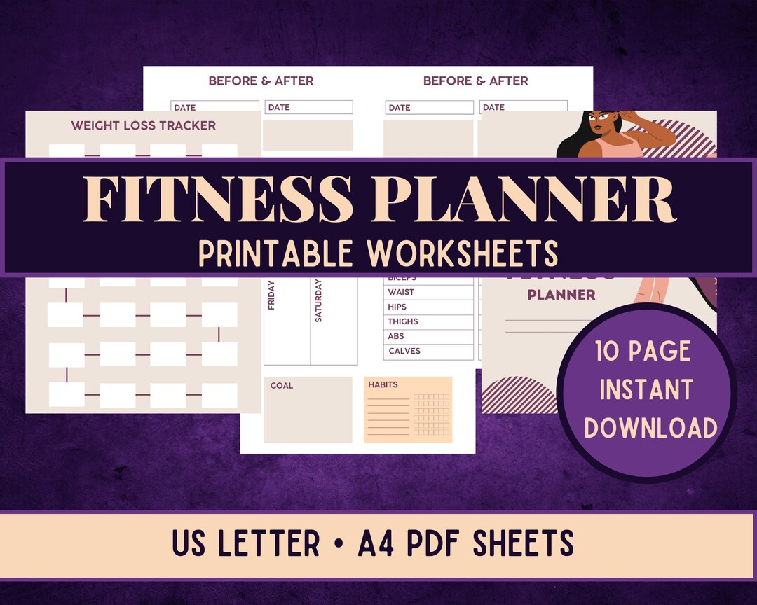 Fitness Planner, Printable Weight Loss Tracker, 2024 Fitness Goals - Etsy