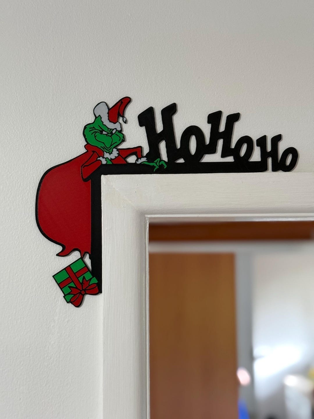 Grinch Door Corner Sign Christmas Decor, Festive Wall Art, Holiday ...