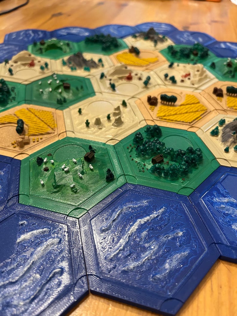 3D Printed Settlers of Catan Set Hand Painted Magnetic - Etsy