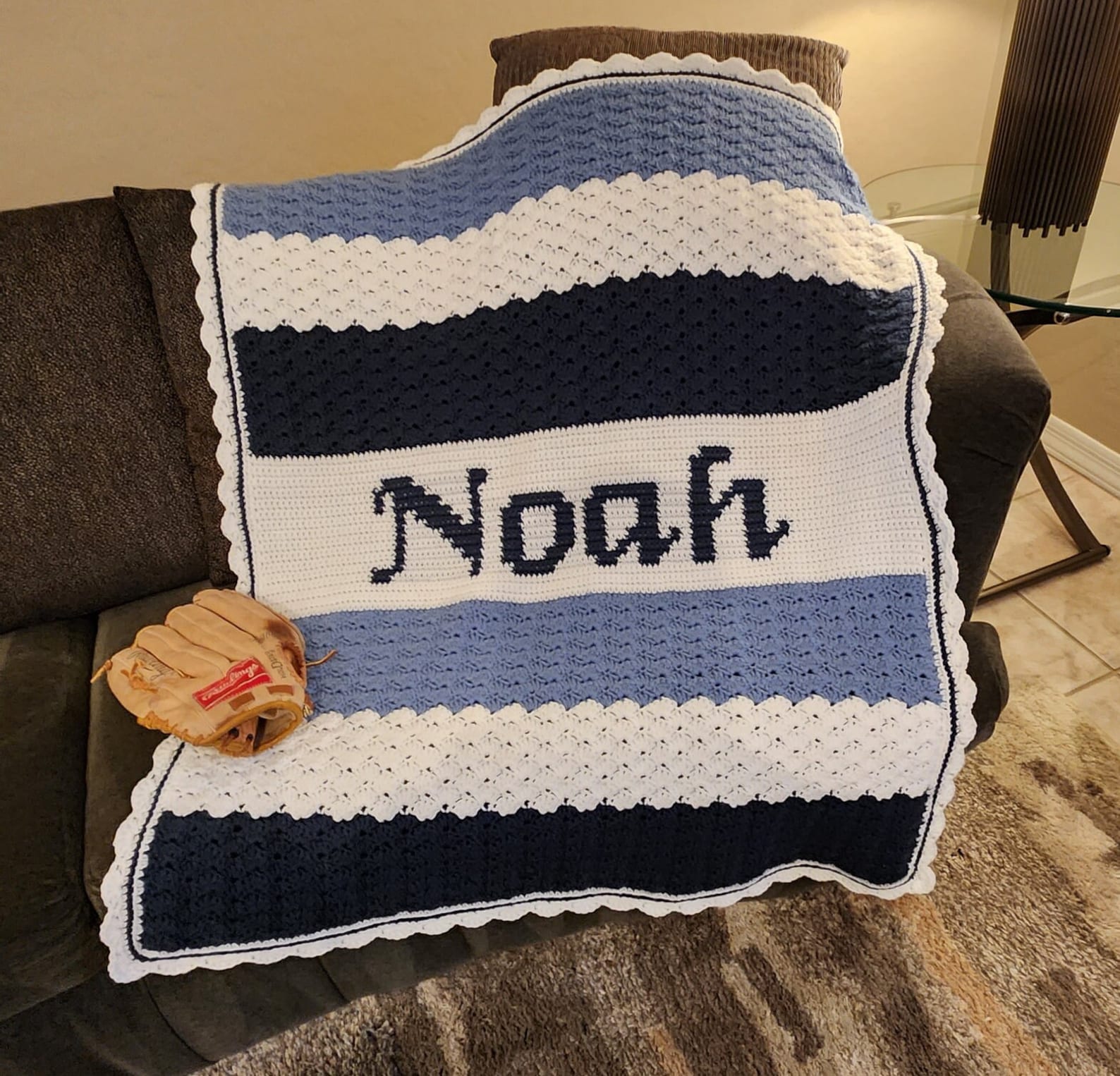 Infant Size, Personalized, Custom Made Crochet Baby Name Blanket in ...