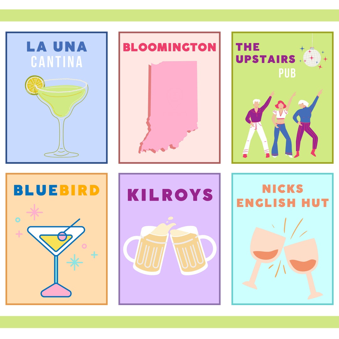 Indiana University Posters, Wall Art Prints, Set of 6 Downloadable Bar ...