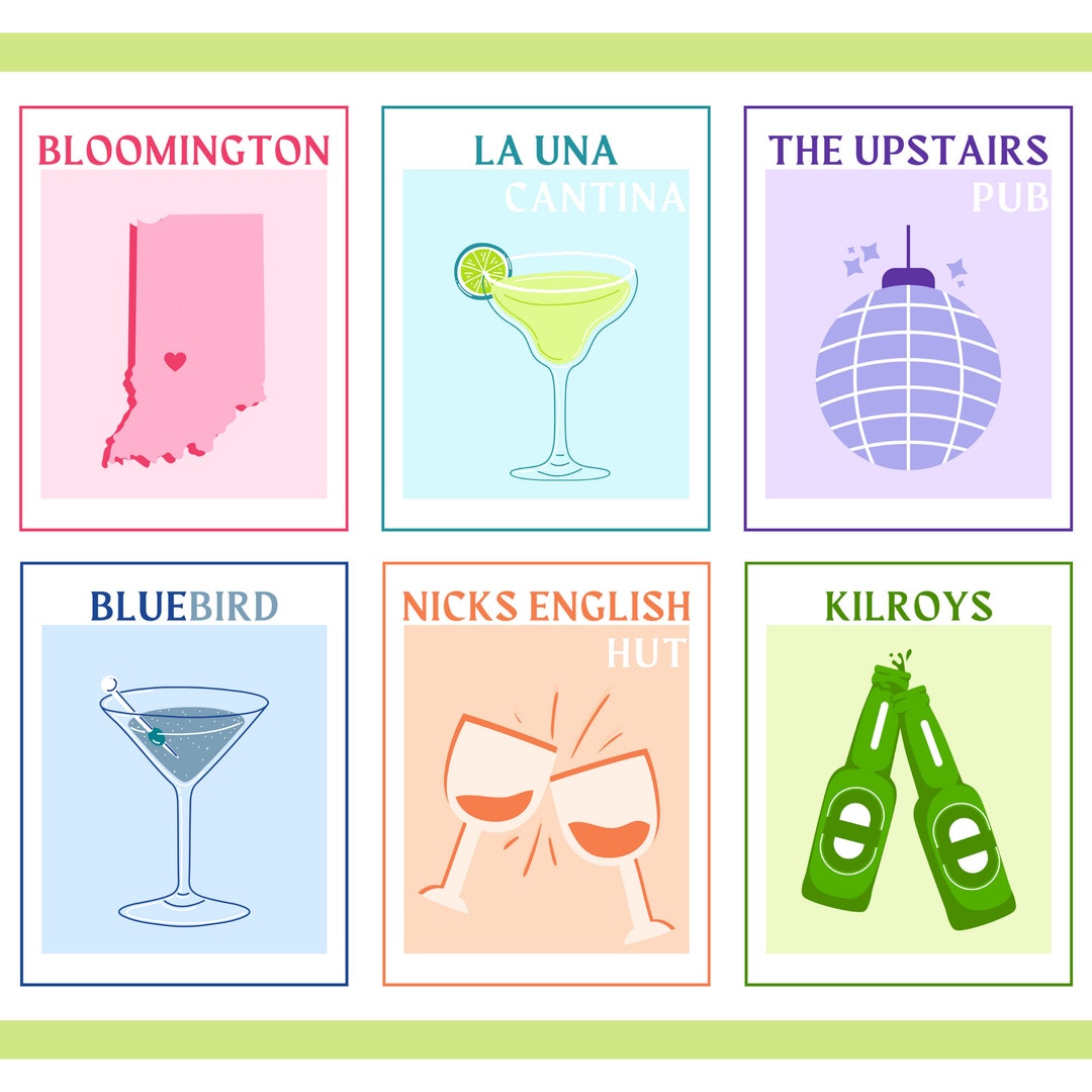 Indiana University Posters, Wall Art Prints, Set of 6 Downloadable Bar ...