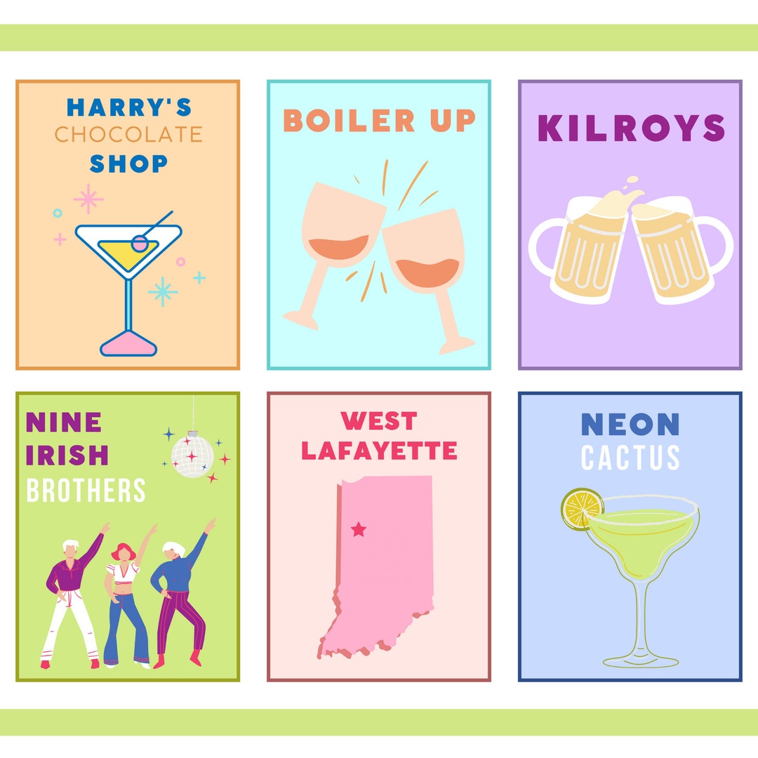 Purdue University Posters, Wall Art Prints, Set of 6 Downloadable Bar ...