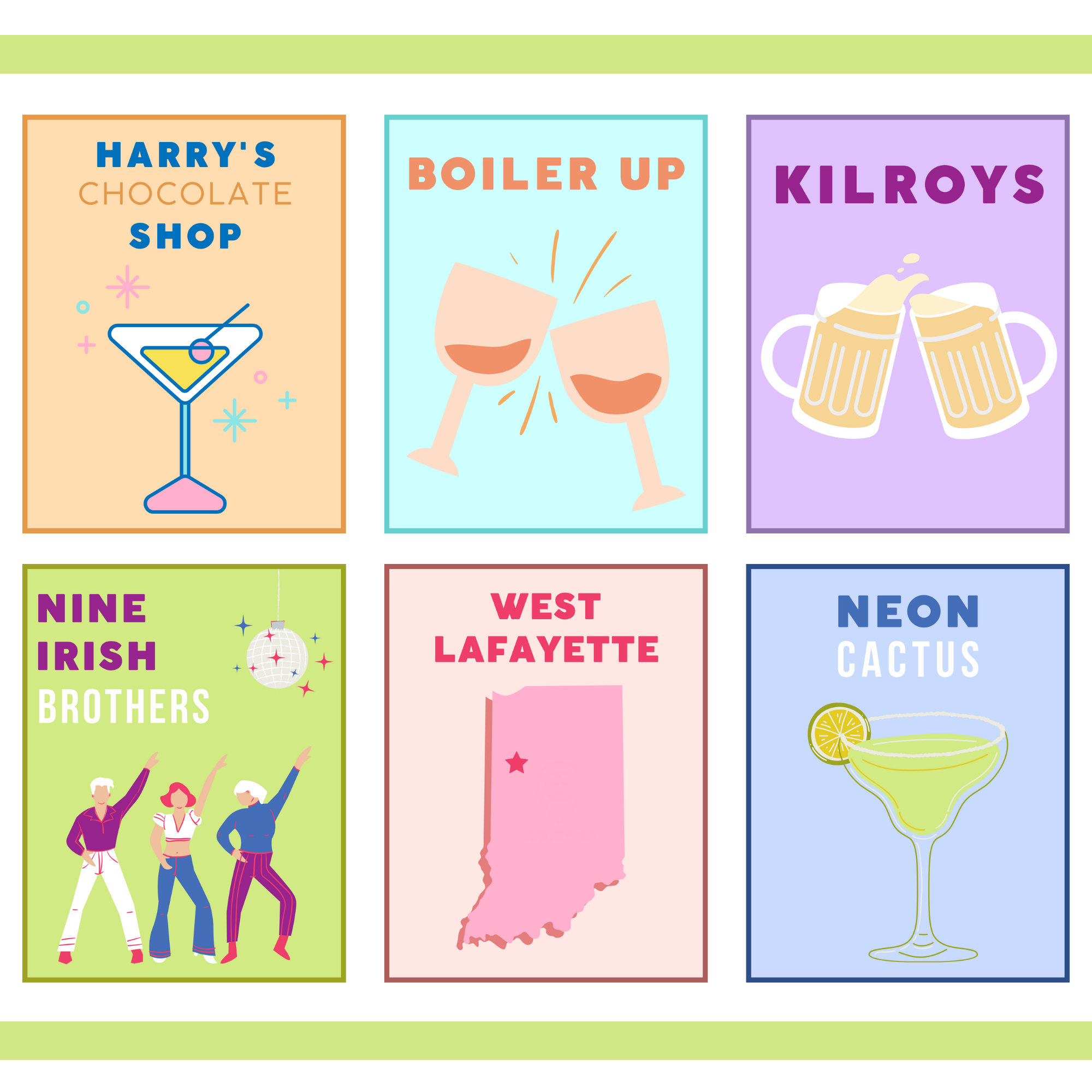 Purdue University Posters, Wall Art Prints, Set of 6 Downloadable Bar ...