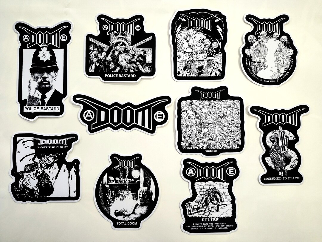 Doom Inspired Sticker Packs 10 Stickers Hardcore Crust Punk Band - Etsy