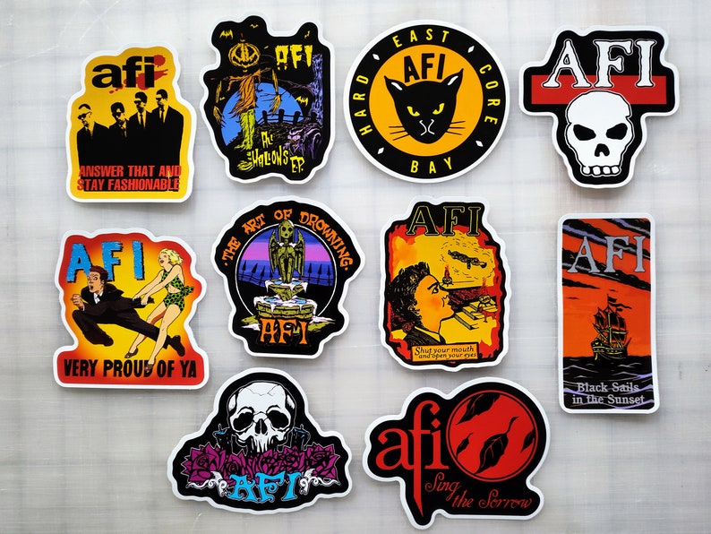 AFI Inspired Sticker Pack 10 Stickers Goth Punk Pop - Etsy