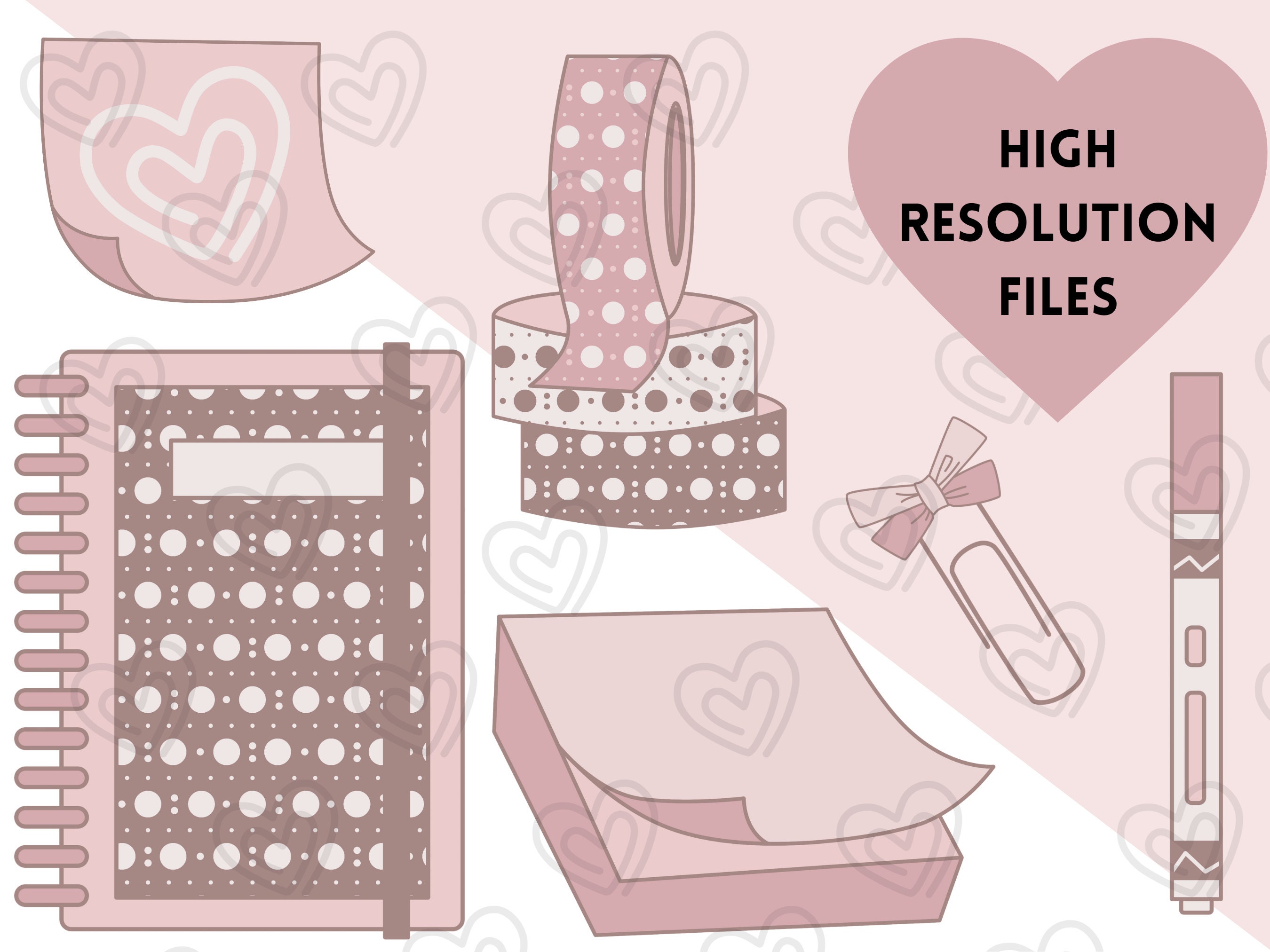 Peach Planner Clipart Bundle, Peach Pen Clipart, Planner PNG Bundle ...