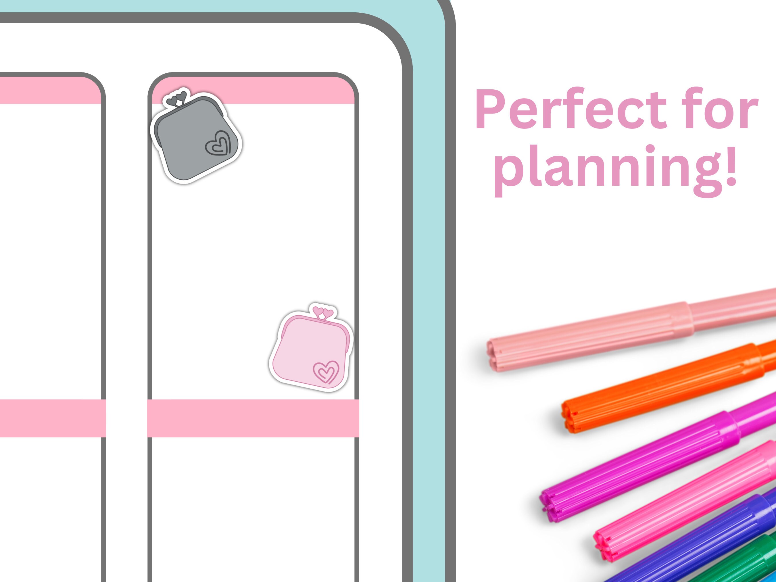 Printable Heart Coin Purse Planner Stickers, Instant Download ...