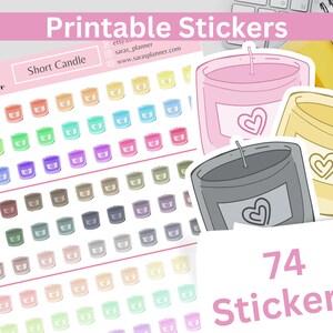 Printable Short Candle Stickers, Instant Download Functional Planner ...