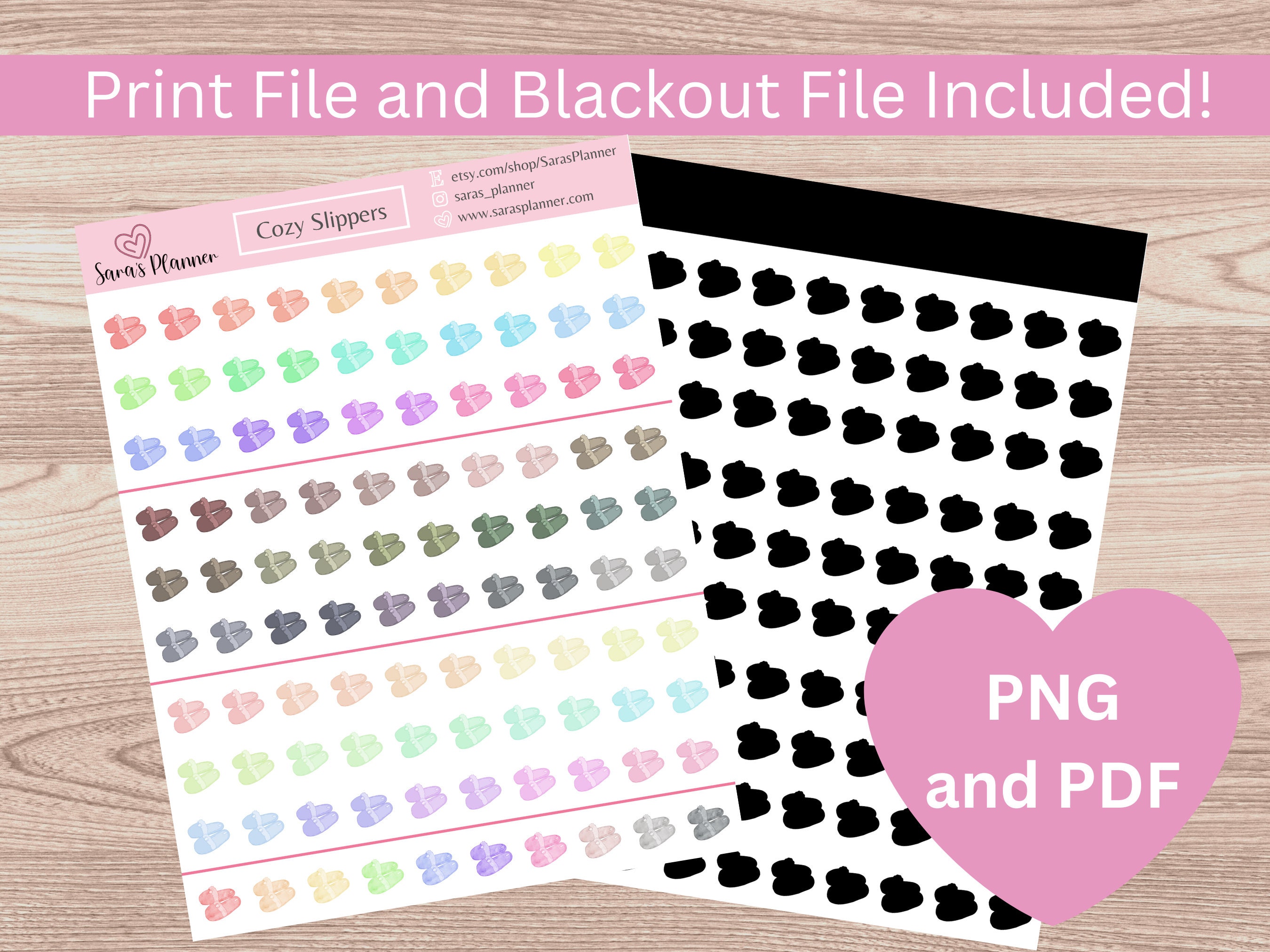 Printable Cozy Slippers Stickers, Instant Download Functional Planner ...