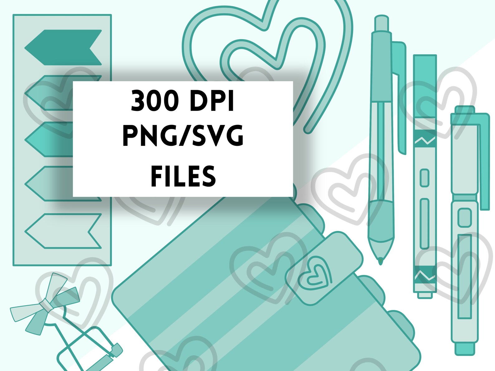 Mint Planner Clipart Bundle, Mint Pen Clipart, Planner PNG Bundle ...
