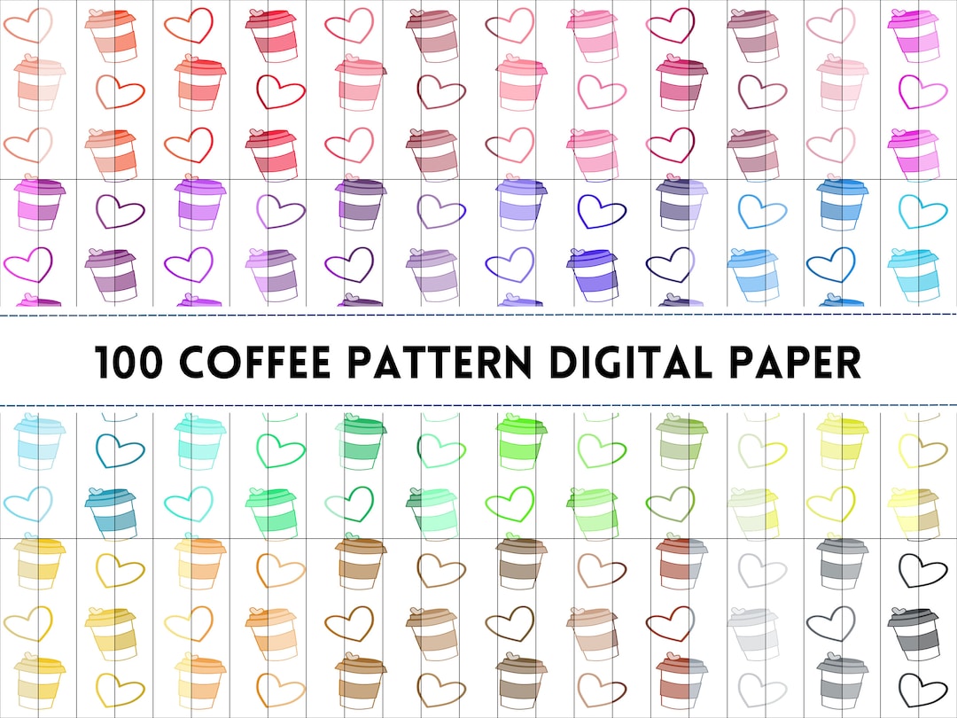 Bright Coffee Digital Paper Pack, 100 Pieces Pastel Coffee Background ...