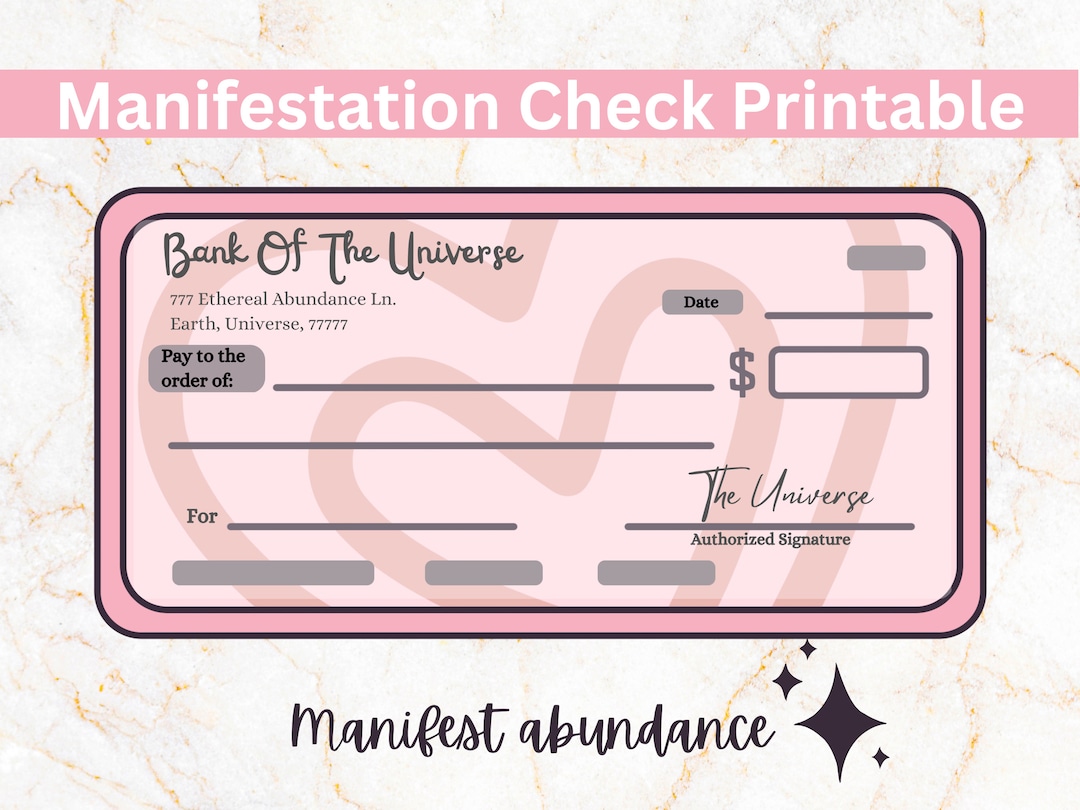 Money Manifestation Check Printable, Vision Board Instant Download PDF ...