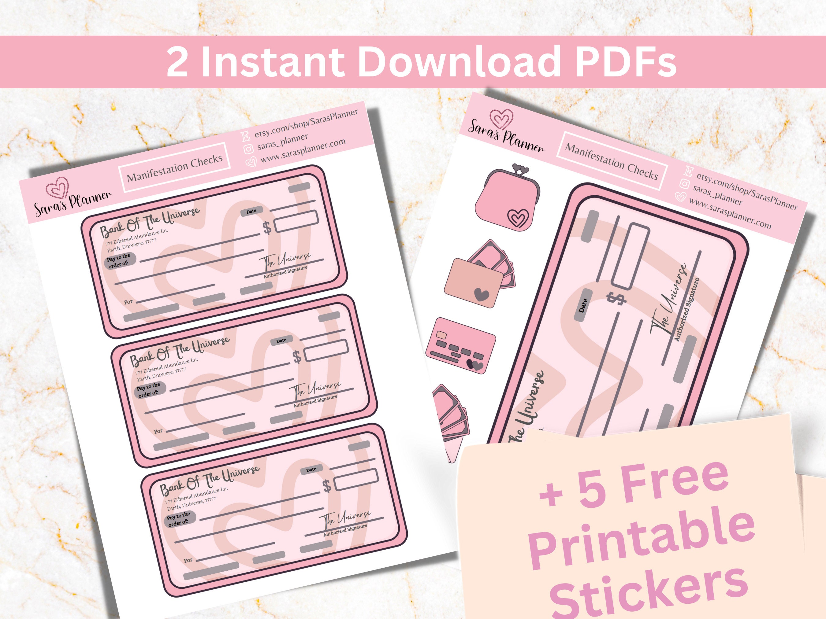 Money Manifestation Check Printable, Vision Board Instant Download PDF ...