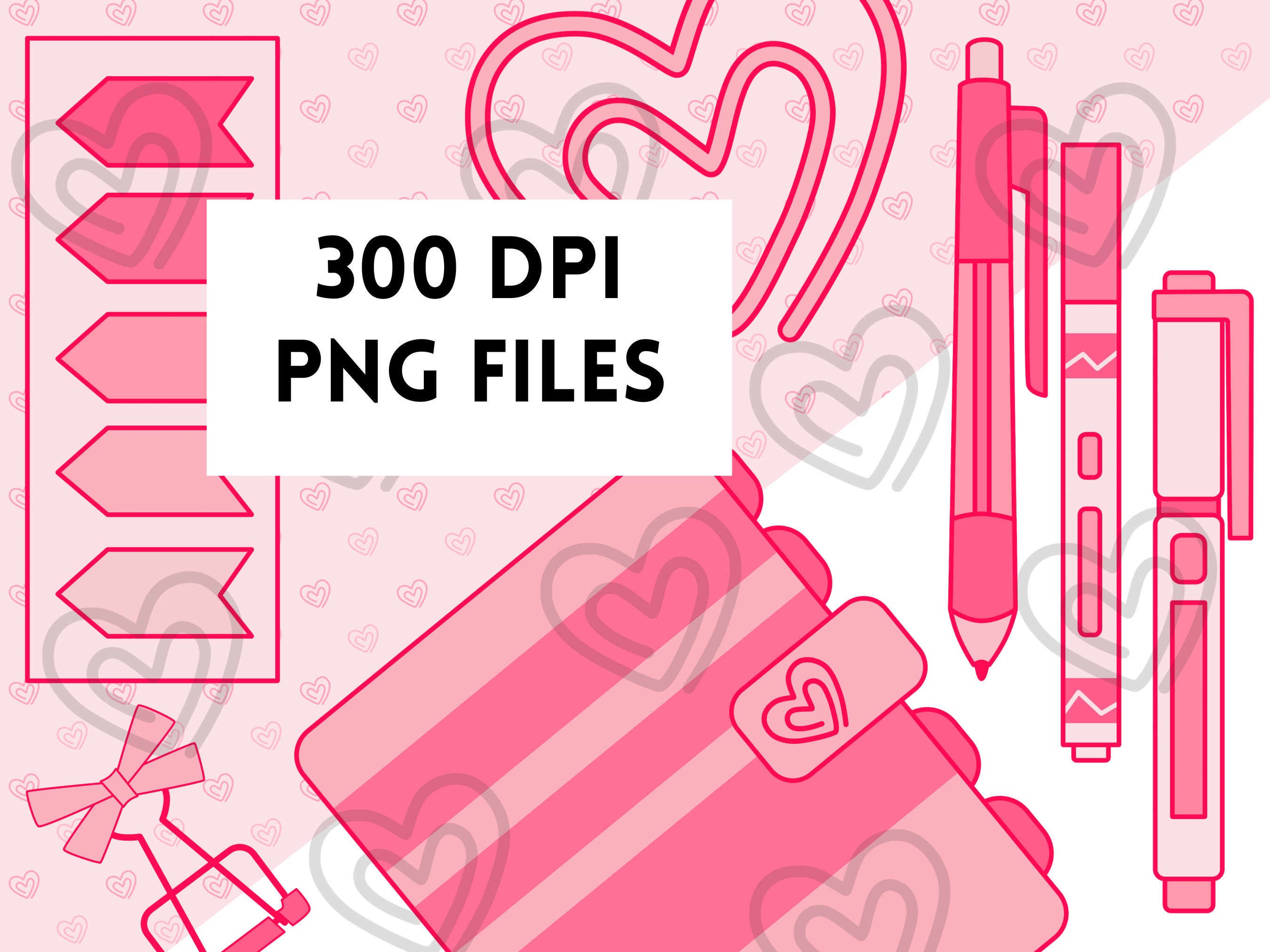 Pink Planner Clipart Bundle, Pink Pen Clipart, Planner PNG Bundle ...