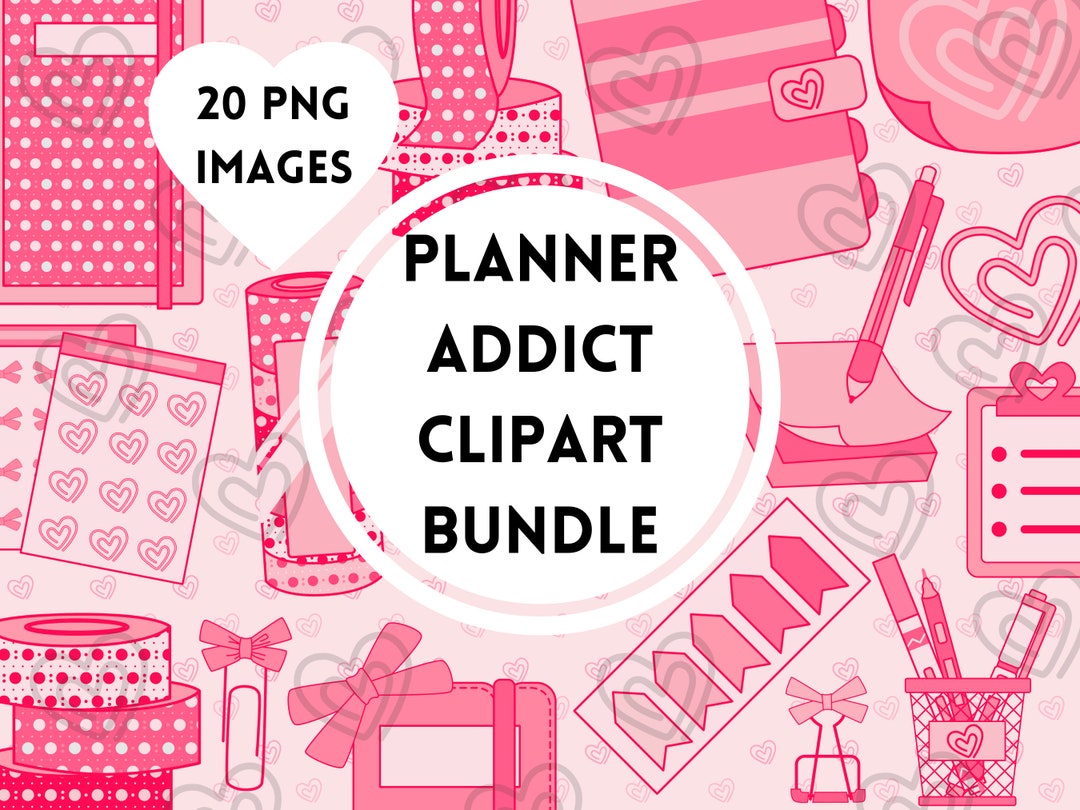 Pink Planner Clipart Bundle, Pink Pen Clipart, Planner PNG Bundle ...