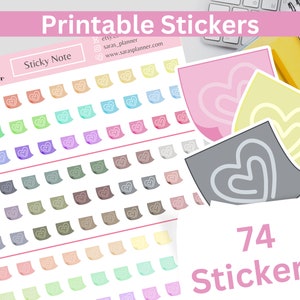 Printable Sticky Note Planner Stickers, Instant Download Functional ...