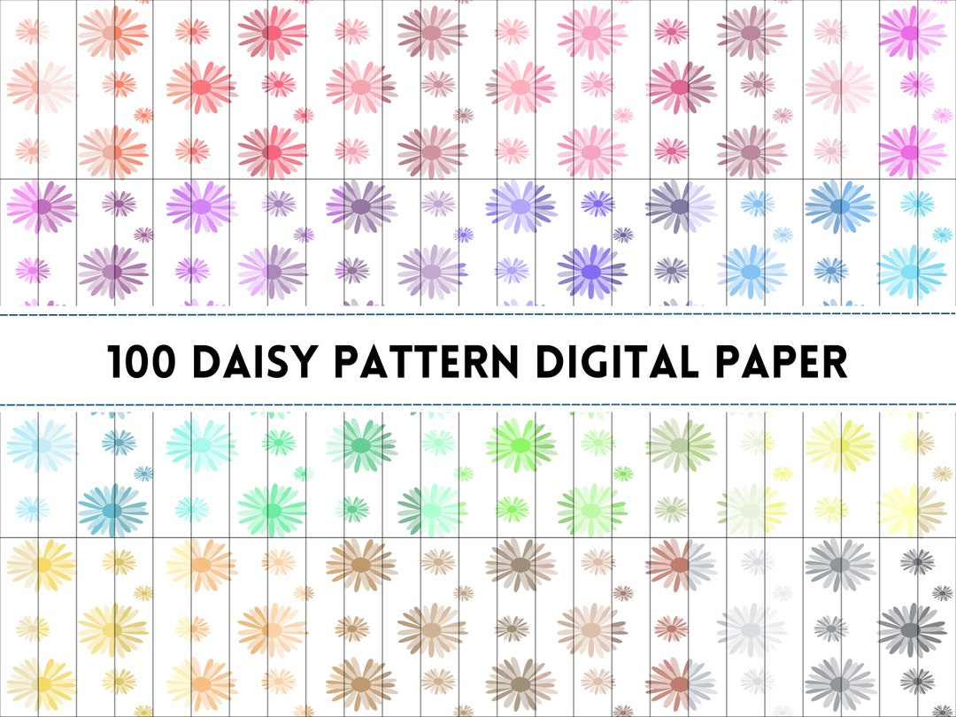 Bright Daisy Digital Paper Pack, 100 Pieces Pastel Daisy Background ...