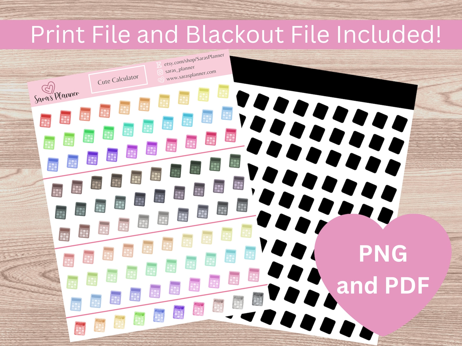 Printable Cute Calculator Planner Stickers, Instant Download Functional ...