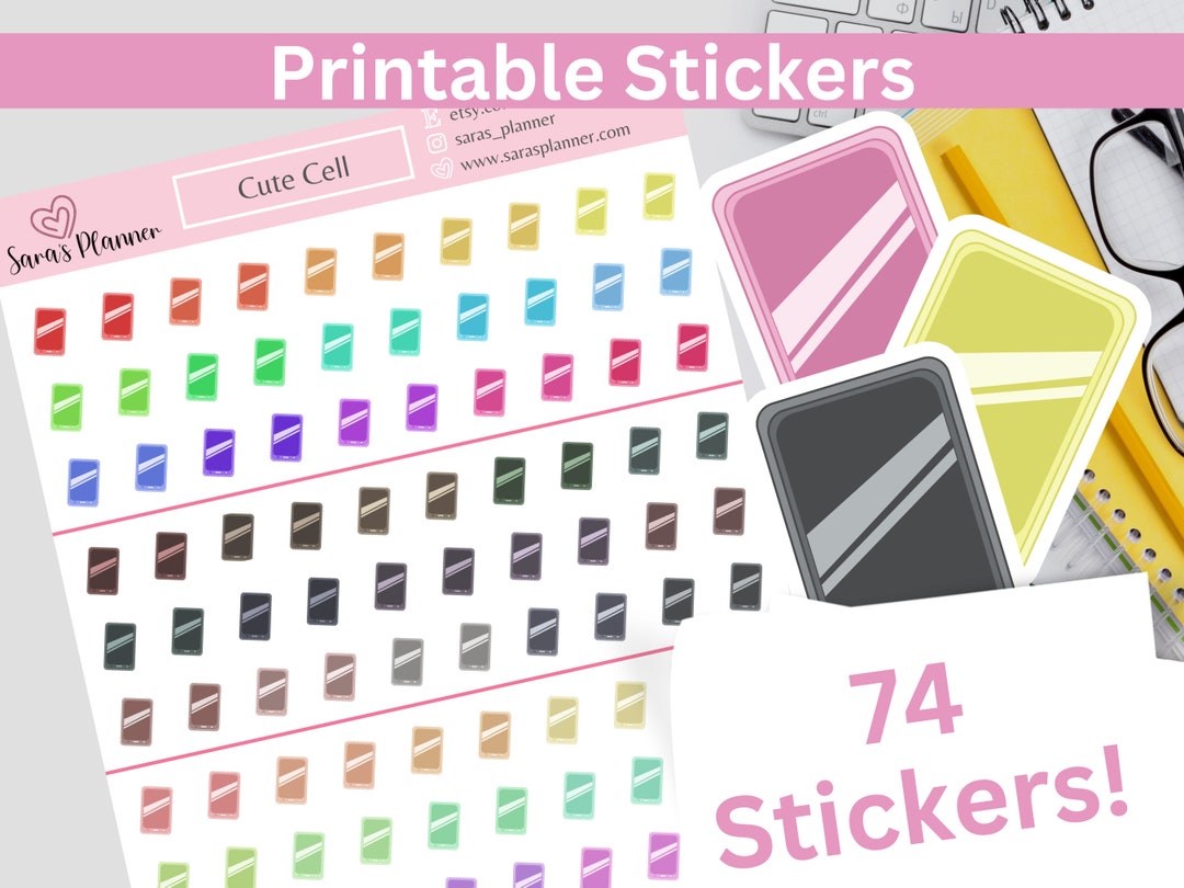 Printable Cute Cell Planner Stickers, Instant Download Functional ...