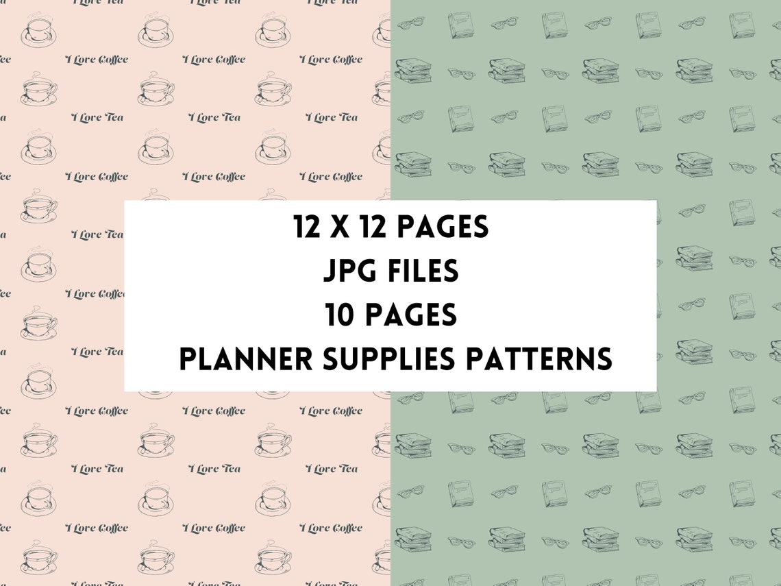 Bookish Digital Paper, Green, Wallpaper, Digital Download, Tea, Coffee ...