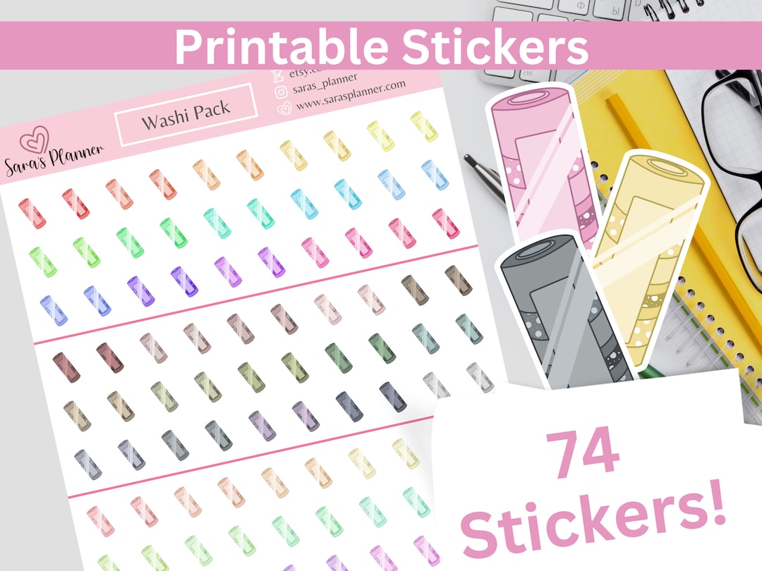 Printable Washi Pack Sticker, Instant Download Functional Planner ...