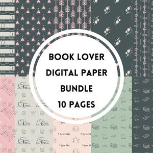Bookish Digital Paper, Green, Wallpaper, Digital Download, Tea, Coffee ...