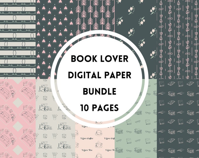 A Book and a Mug Digital Scrapbooking Kit, Reading Printable Pattern ...