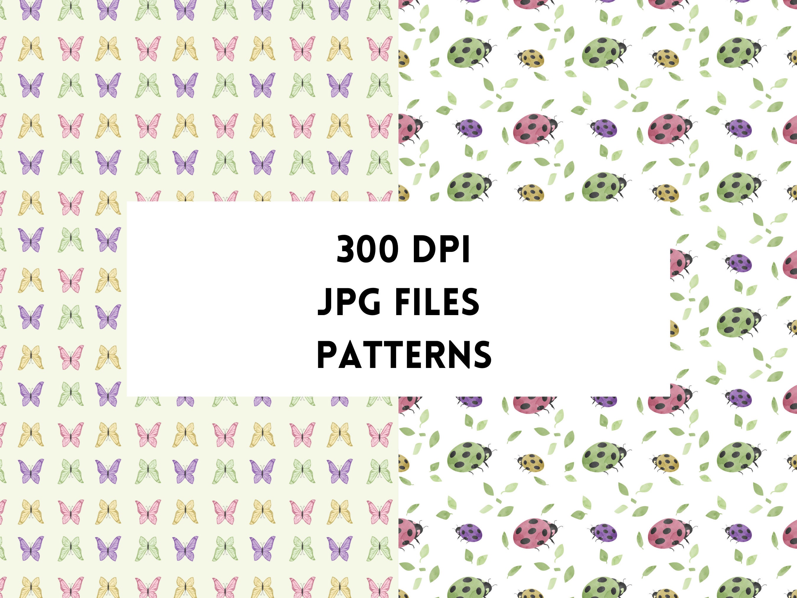 Butterfly Garden Digital Paper Bundle, Spring Theme Patterns, Ladybug ...