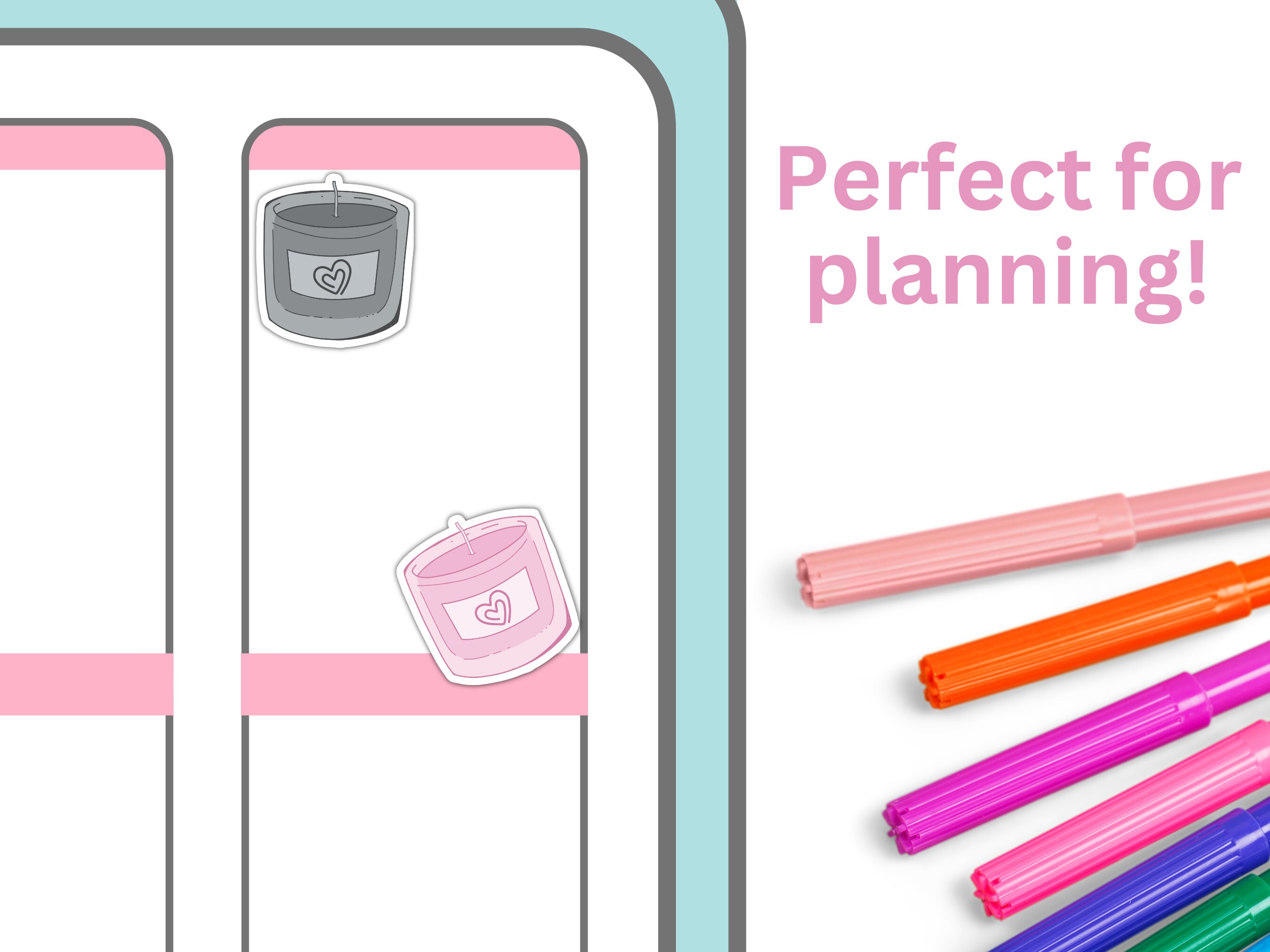 Printable Short Candle Stickers, Instant Download Functional Planner ...