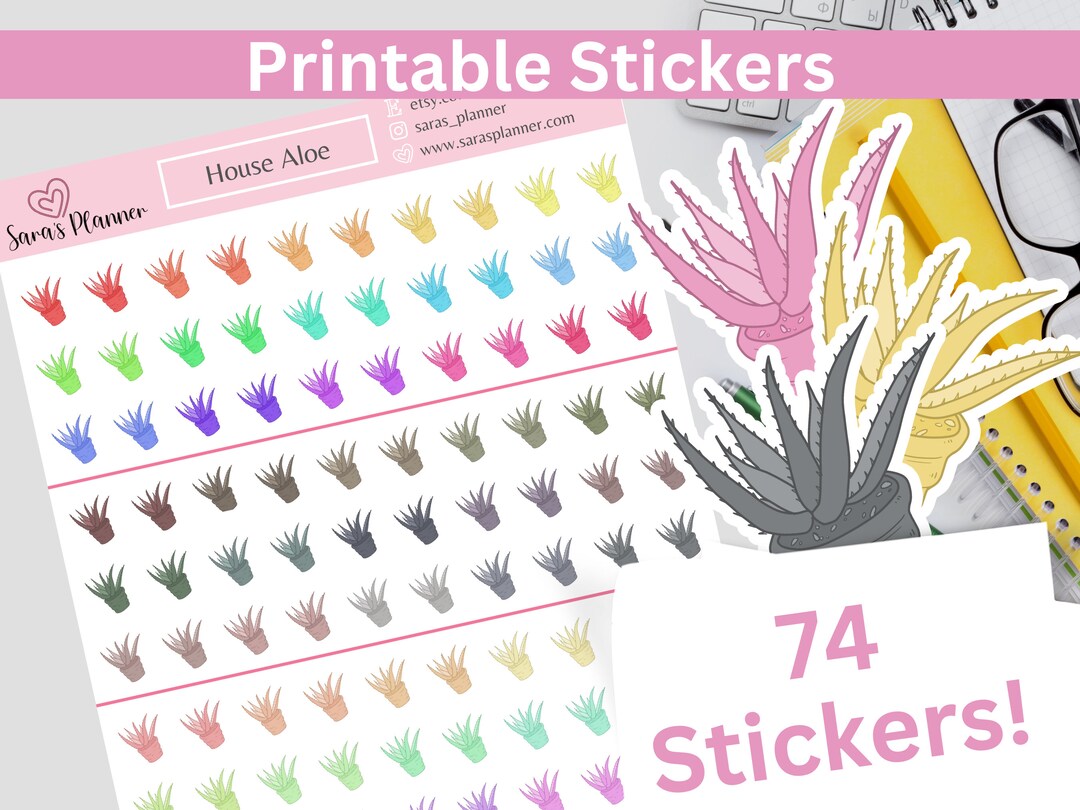 Printable House Aloe Stickers, Instant Download Functional Planner ...