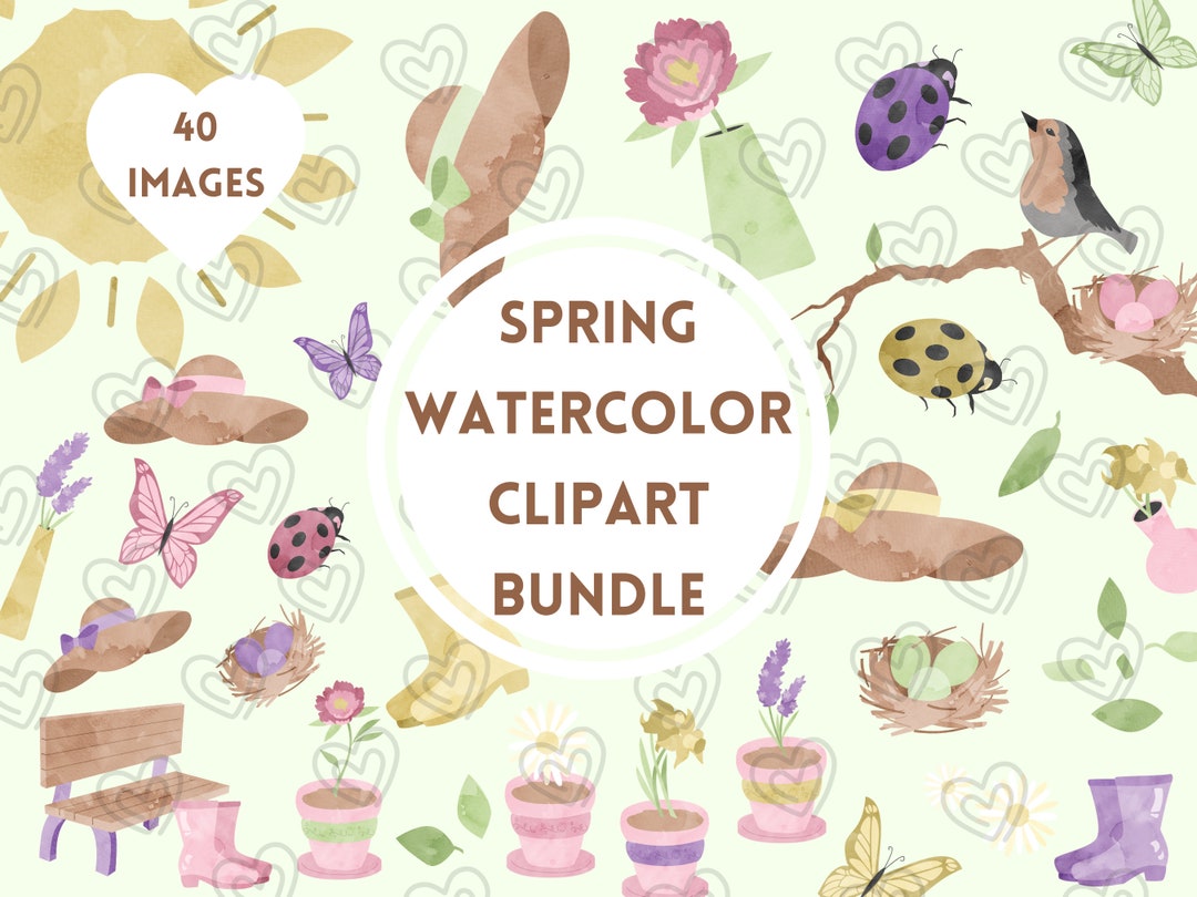 Spring Watercolor Clipart Bundle PNG/SVG, Spring Flowers PNG ...