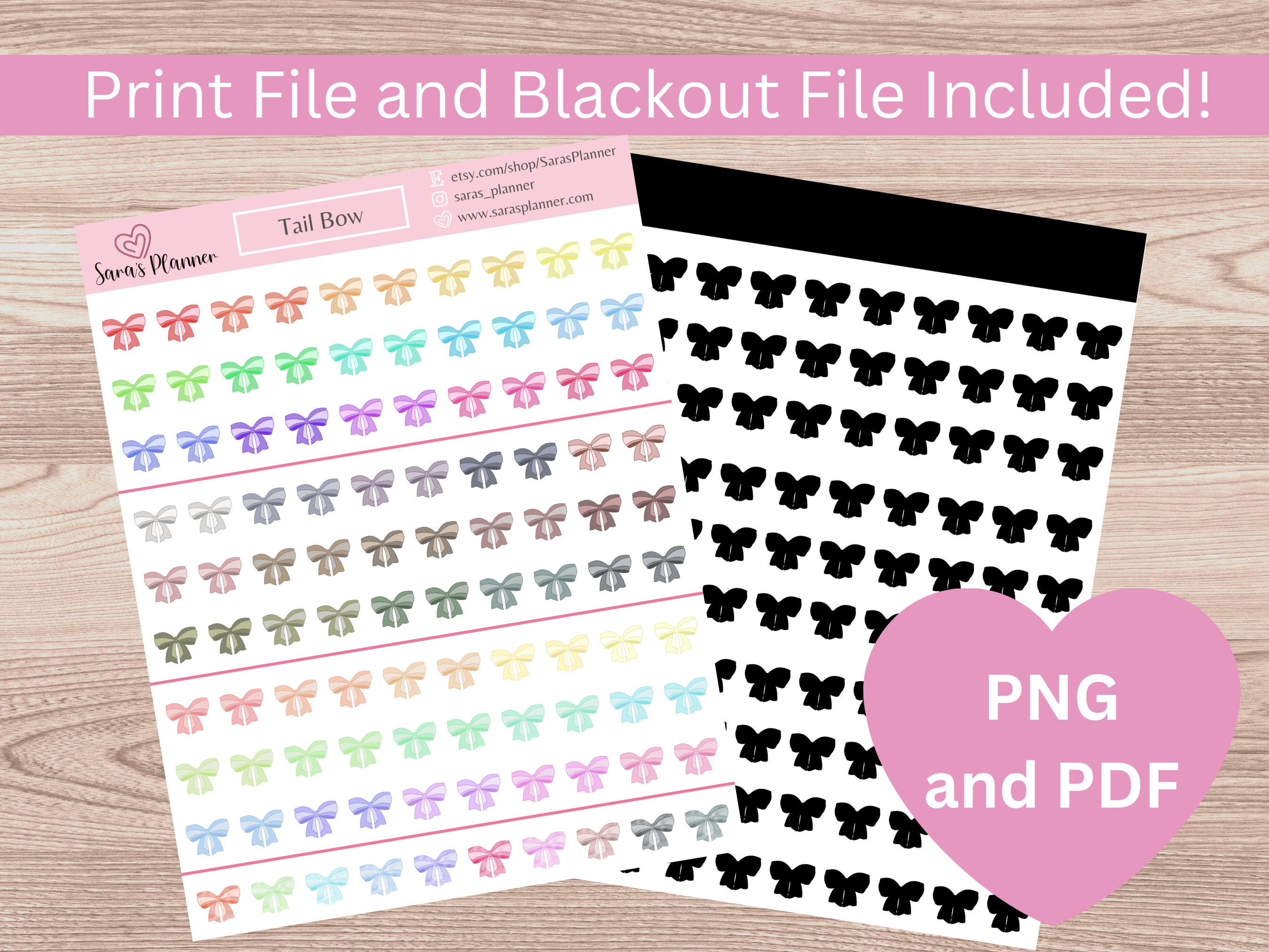 Printable Bow Planner Stickers, Instant Download Functional Planner ...