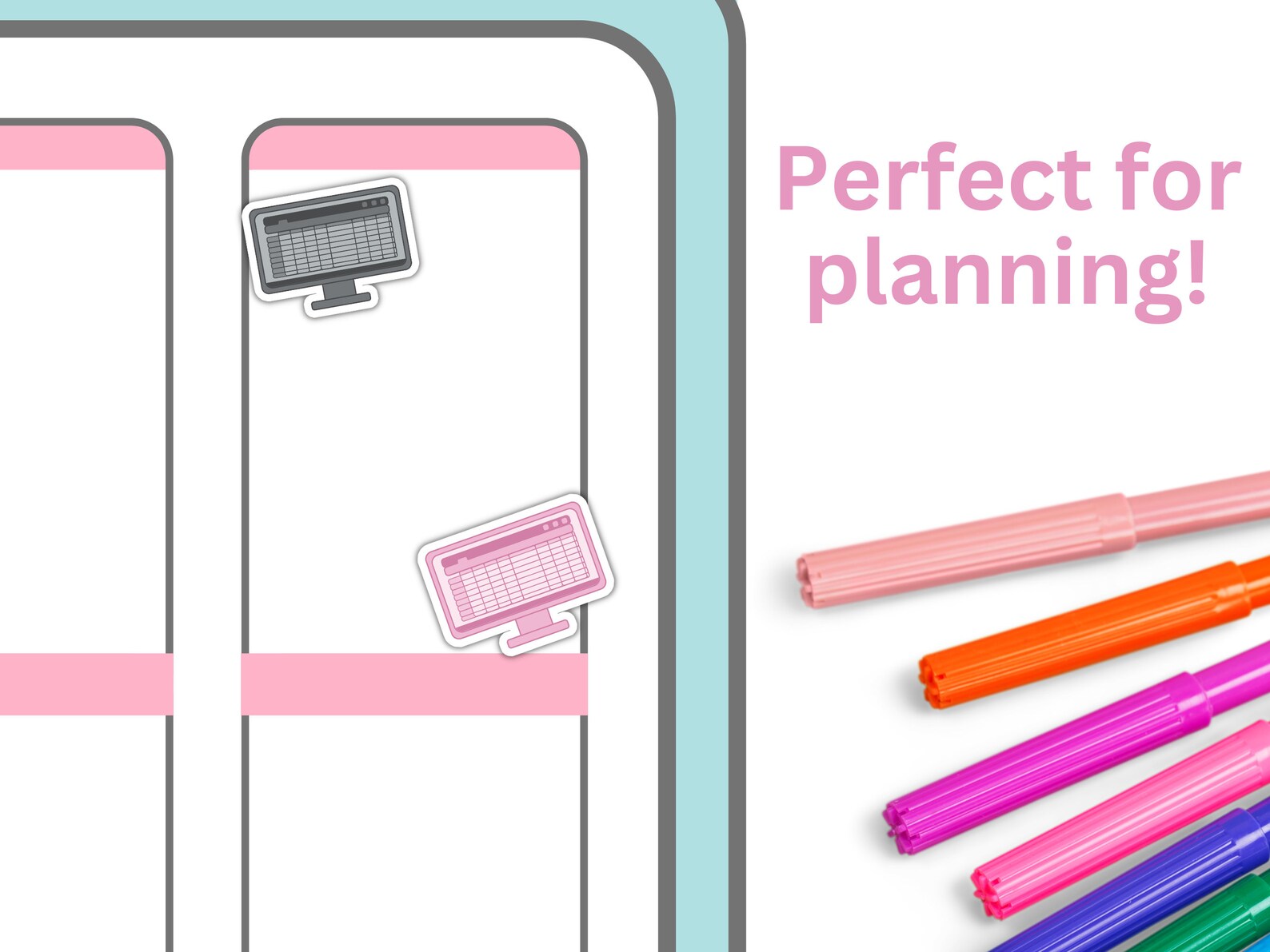 Printable Spreadsheet Computer Planner Stickers, Instant Download ...