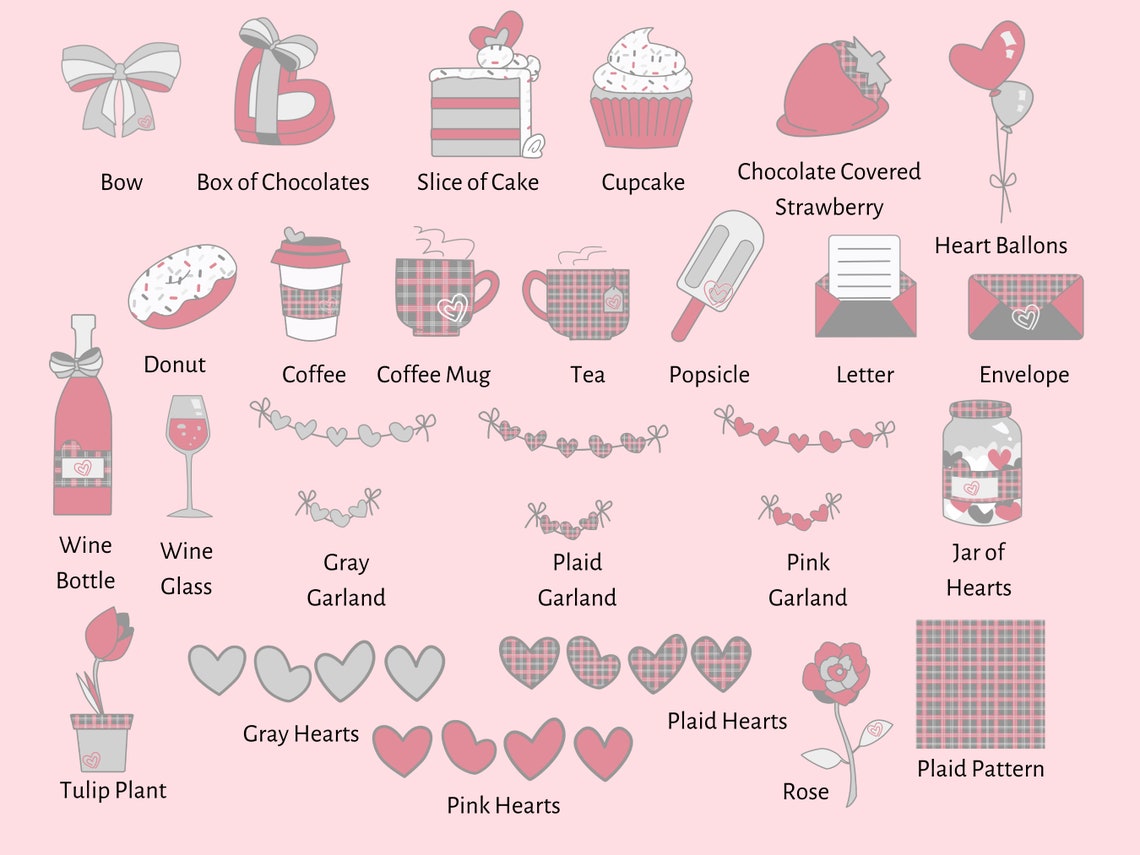 Valentine's Day PNG Clipart Bundle, Valentine's Sweets Clipart, Heart ...